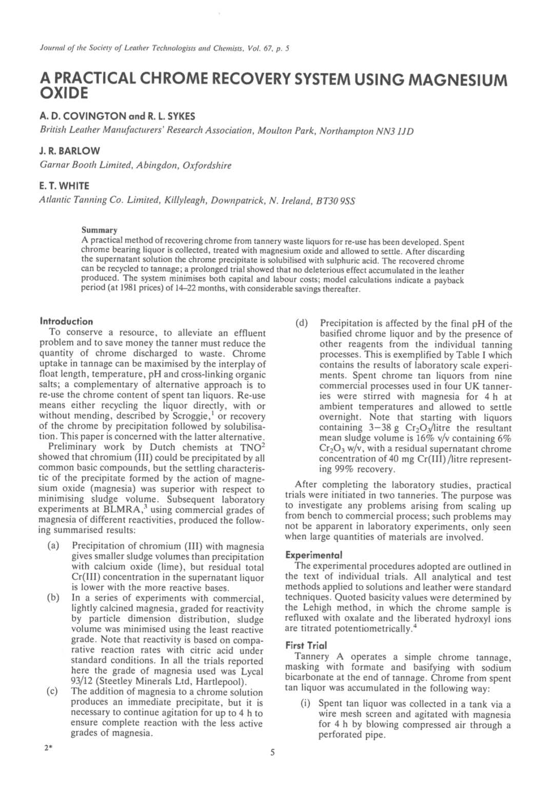 A Practical Chrome Recovery System Using Magnesium Oxide – Society of ...