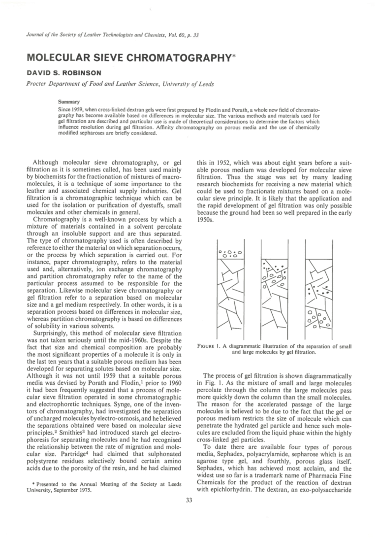 Molecular Sieve Chromatography – Society of Leather Technologists ...